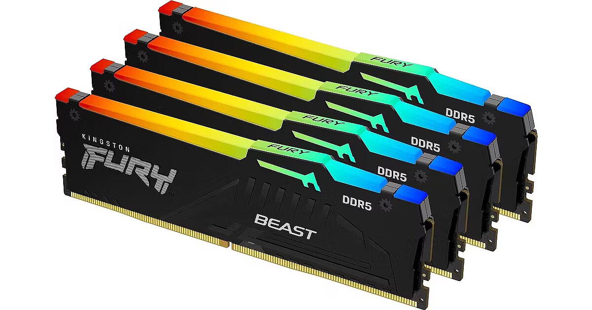 Kingston FURY Beast RGB Black, DDR5, 64GB, 6000MT/s, CL40, Kit of 4 ...