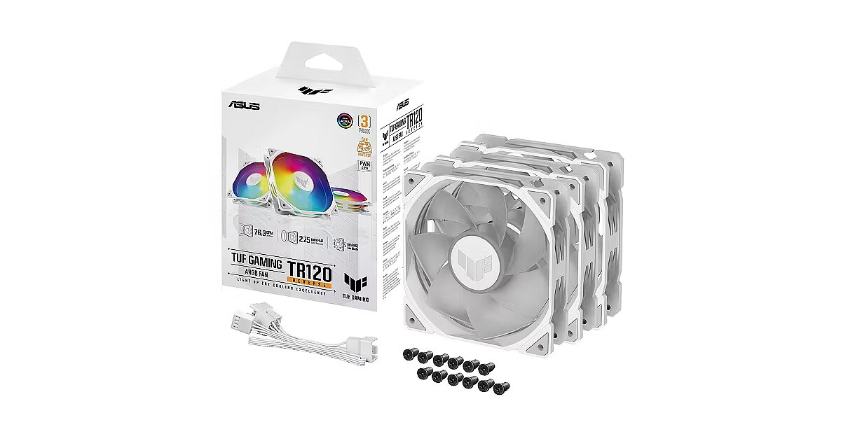 Asus TUF Gaming TR120 Reverse ARGB, White, Triple Pack (90DA00D3-B09020)