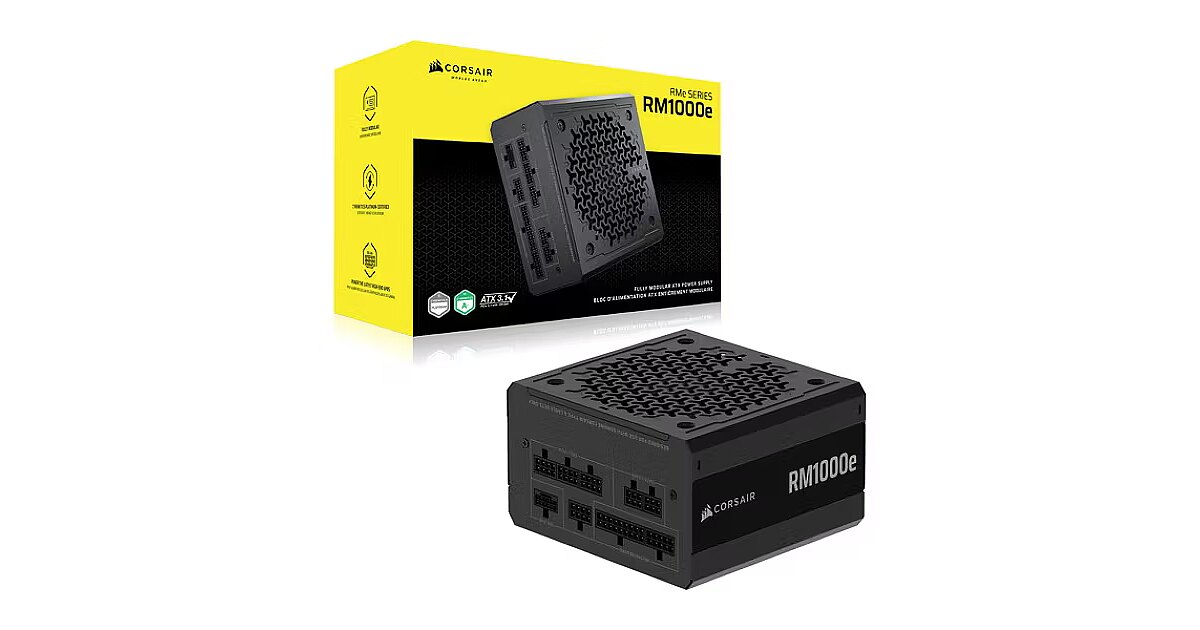 Corsair RM1000e (2025), 1000W, 80PLUS Gold, ATX 3.1, PCIe 5.1 (CP ...